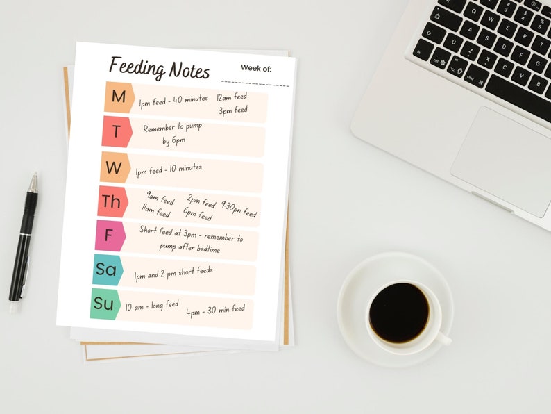 Baby Feeding Tracker DIGITAL DOWNLOAD Daily Baby Food Log - Etsy