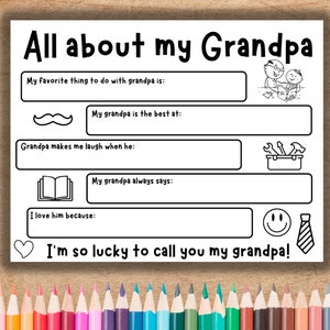 All About My Grandpa Printable, Gift From Grandkids, DIY Fathers Day ...