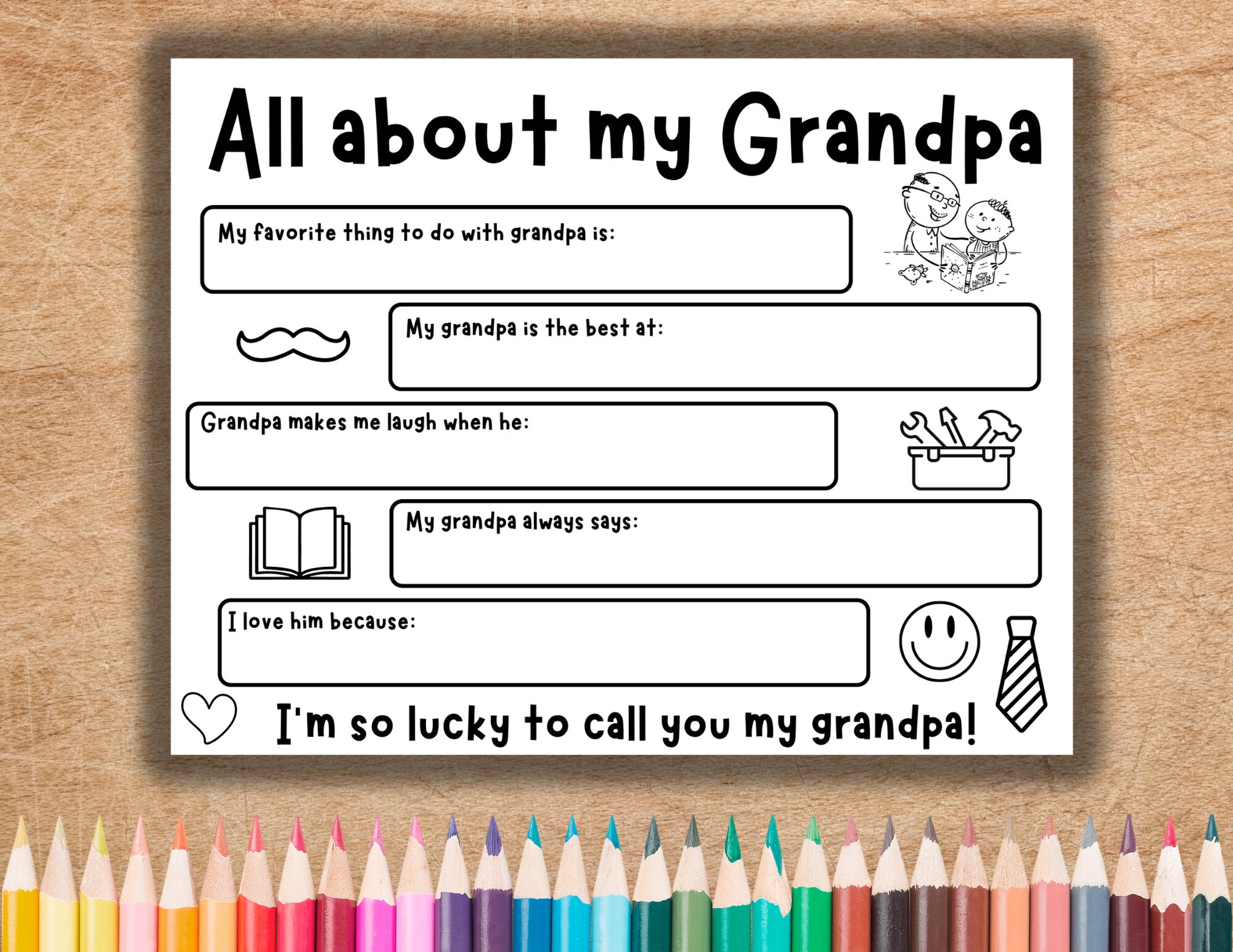 All About My Grandpa Printable, Gift From Grandkids, DIY Fathers Day ...