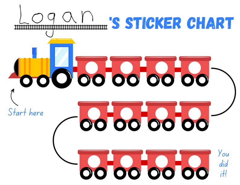 Train Reward Chart for Kids, Toddler Behavior Chart, Boy Potty Reward ...