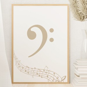 Music Note Set of 4 Digital Download, Treble Clef Bass Clef Printable ...