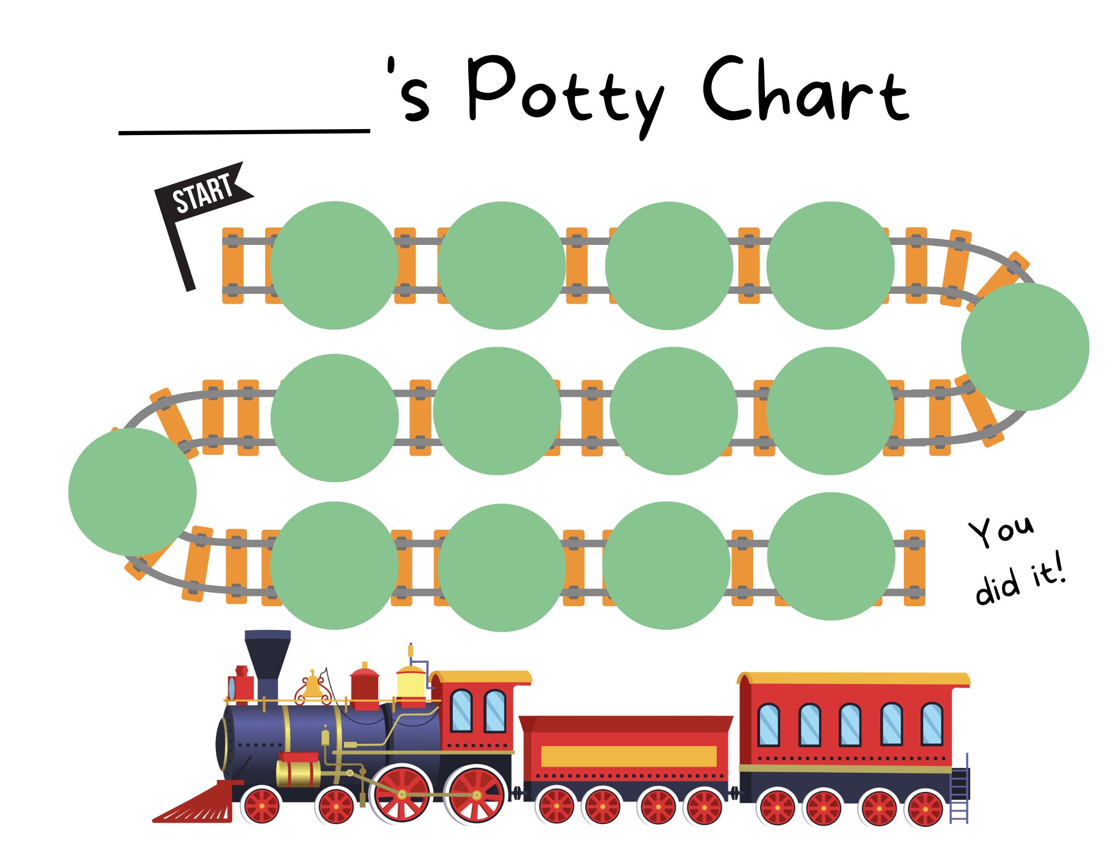 Train Potty Progress Tracker, Boy Potty Training Sticker Chart, Toddler ...