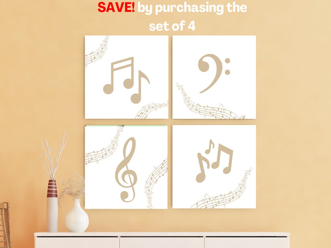 Neutral Musical Notes Wall Art Nursery Decor Music Art for - Etsy