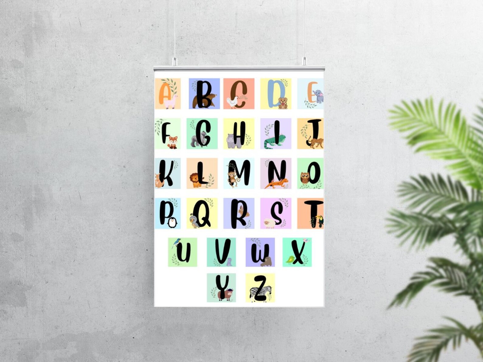Colorful Alphabet Poster With Letter-specific Animals, ABC Poster for ...