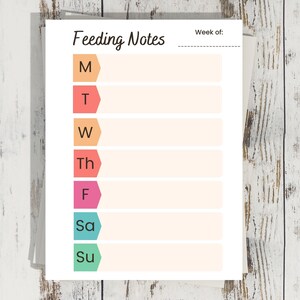 Baby Feeding Tracker - DIGITAL DOWNLOAD, Daily Baby Food Log ...