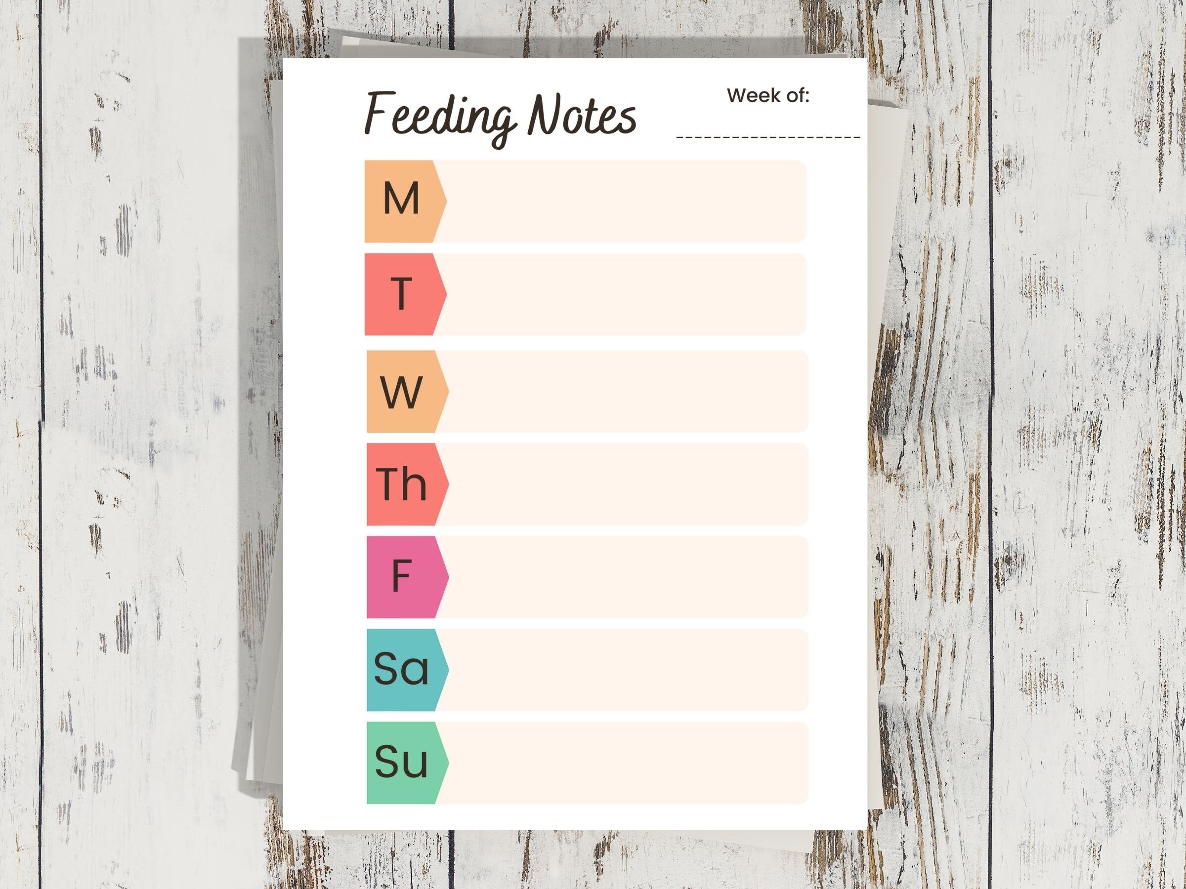 Baby Feeding Tracker DIGITAL DOWNLOAD Daily Baby Food Log - Etsy