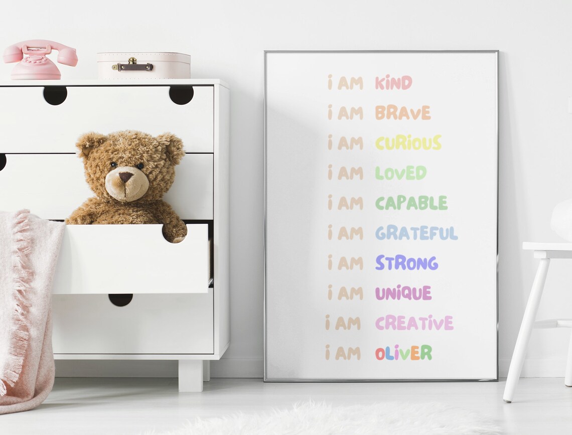 Positive Affirmations for Kids, Printable Rainbow Affirmations, Kids ...