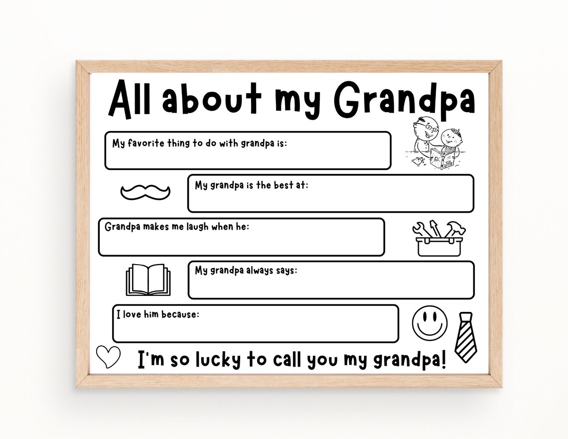 All About My Grandpa Printable, Gift From Grandkids, DIY Fathers Day ...