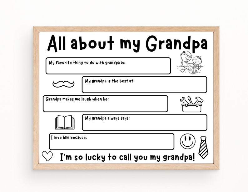 All About My Grandpa Printable, Gift From Grandkids, DIY Fathers Day ...