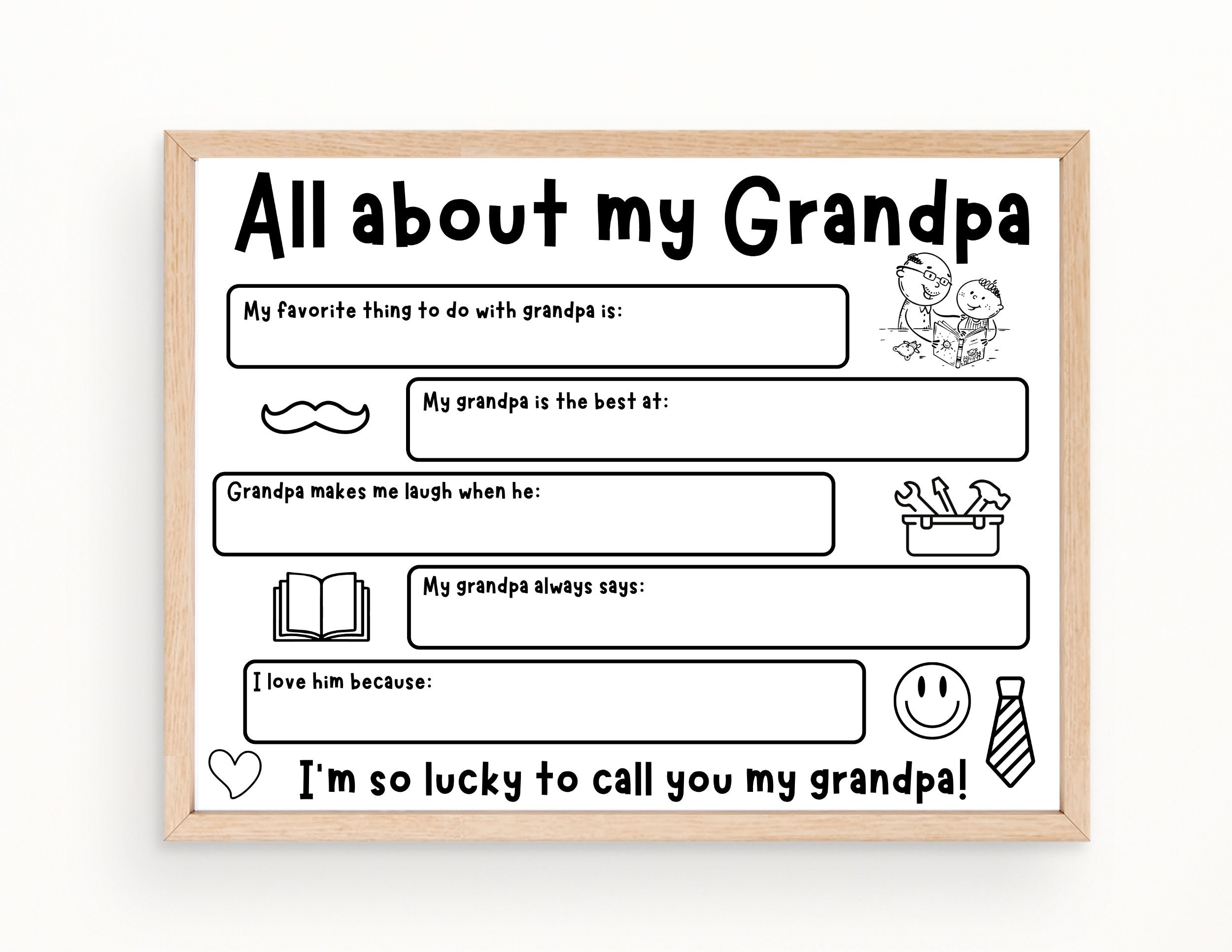 All About My Grandpa Printable, Gift From Grandkids, DIY Fathers Day ...