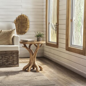 Solid Wood End Table Farmhouse Round End Table Live Edge End Table ...