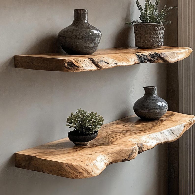 Live Edge Floating Shelf Floating Wall Shelf Walnut Floating Shelf ...