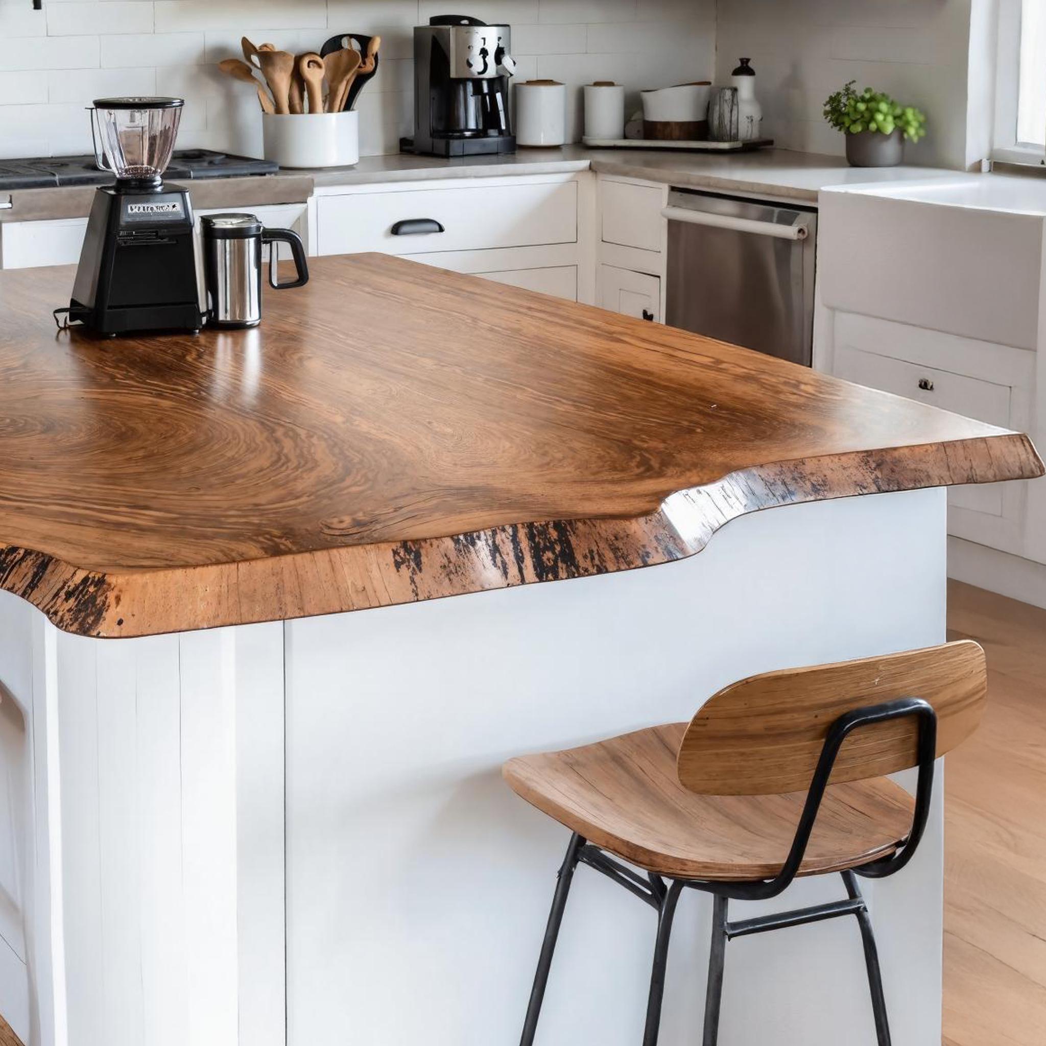 Reclaimed Wooden Kitchen Countertop Farmhouse Live Edge Kitchen ...