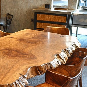 Modern Wood Dining Table Live Edge Solid Wood Dining Table Farmhouse ...