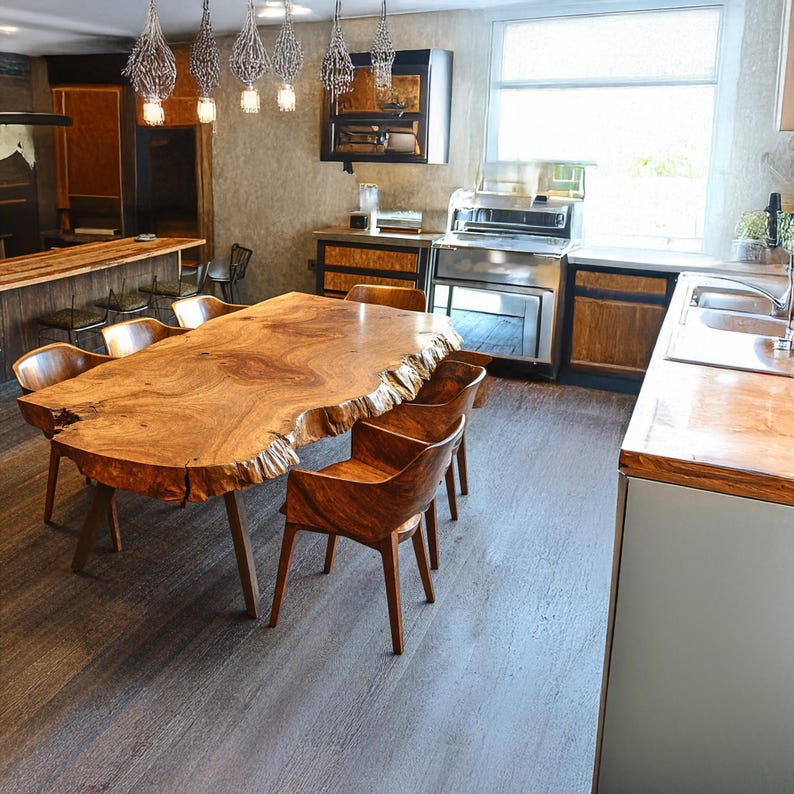 Modern Wood Dining Table Live Edge Solid Wood Dining Table Farmhouse ...