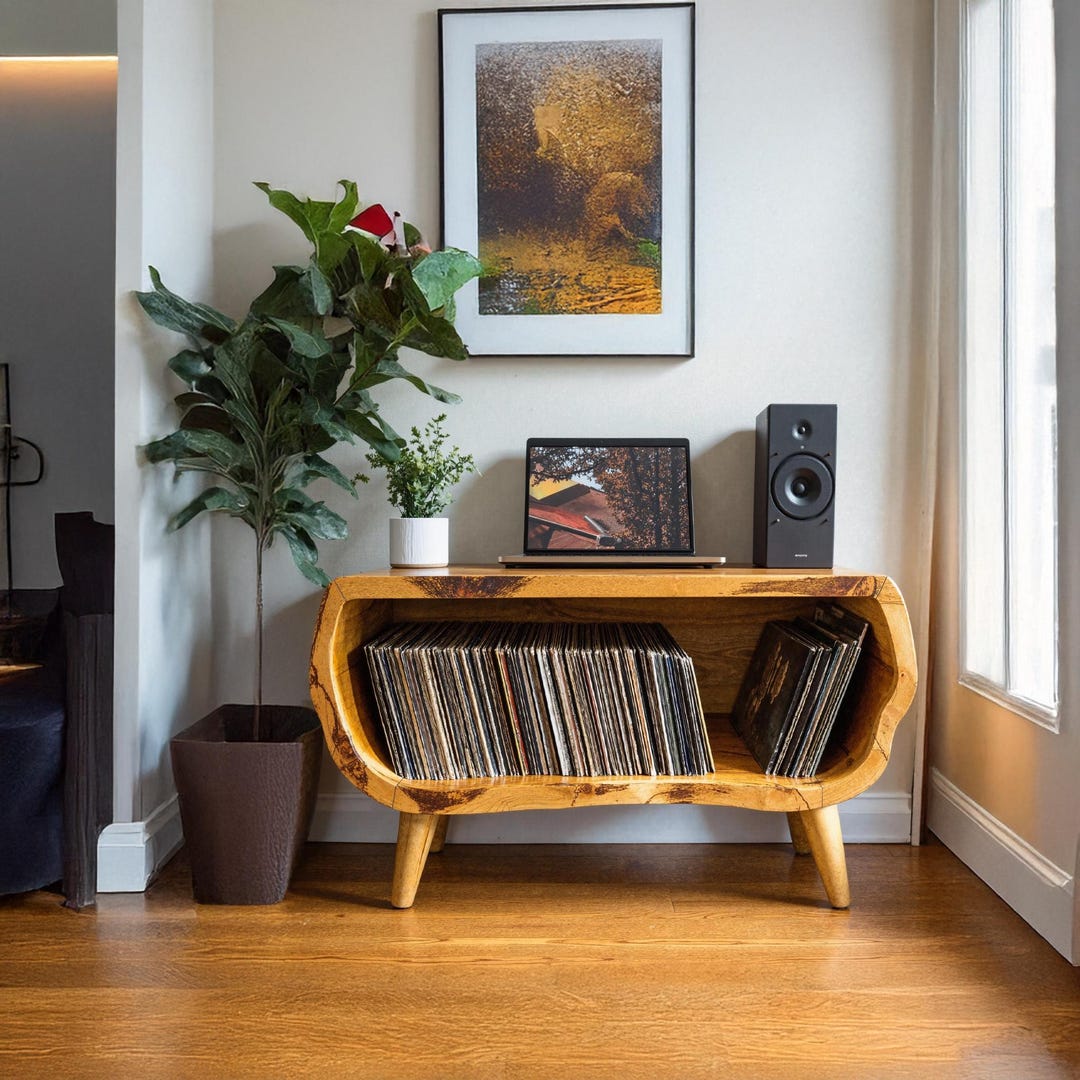 Handcrafted Turntable Station With Storage Natural Wood Record Player ...