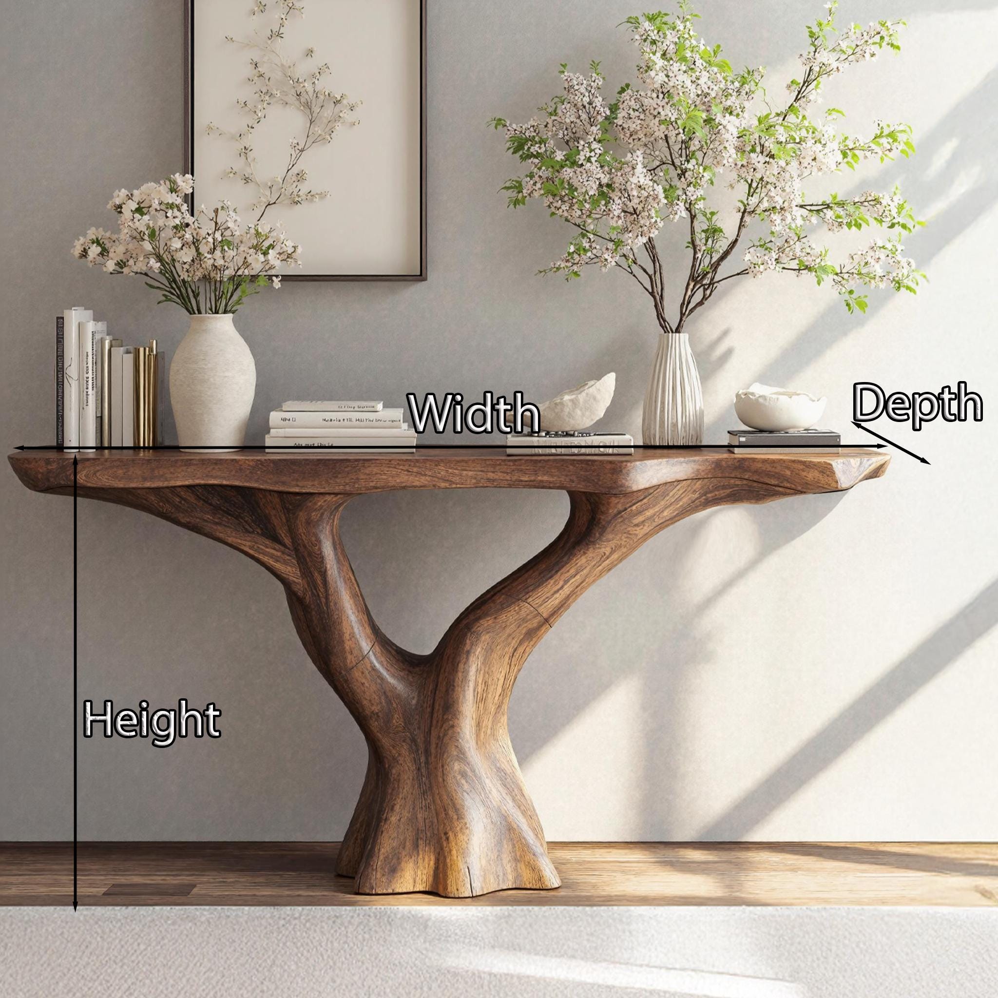 Handmade Rustic Natural Wood Console Table Live Edge Table Entry Way ...