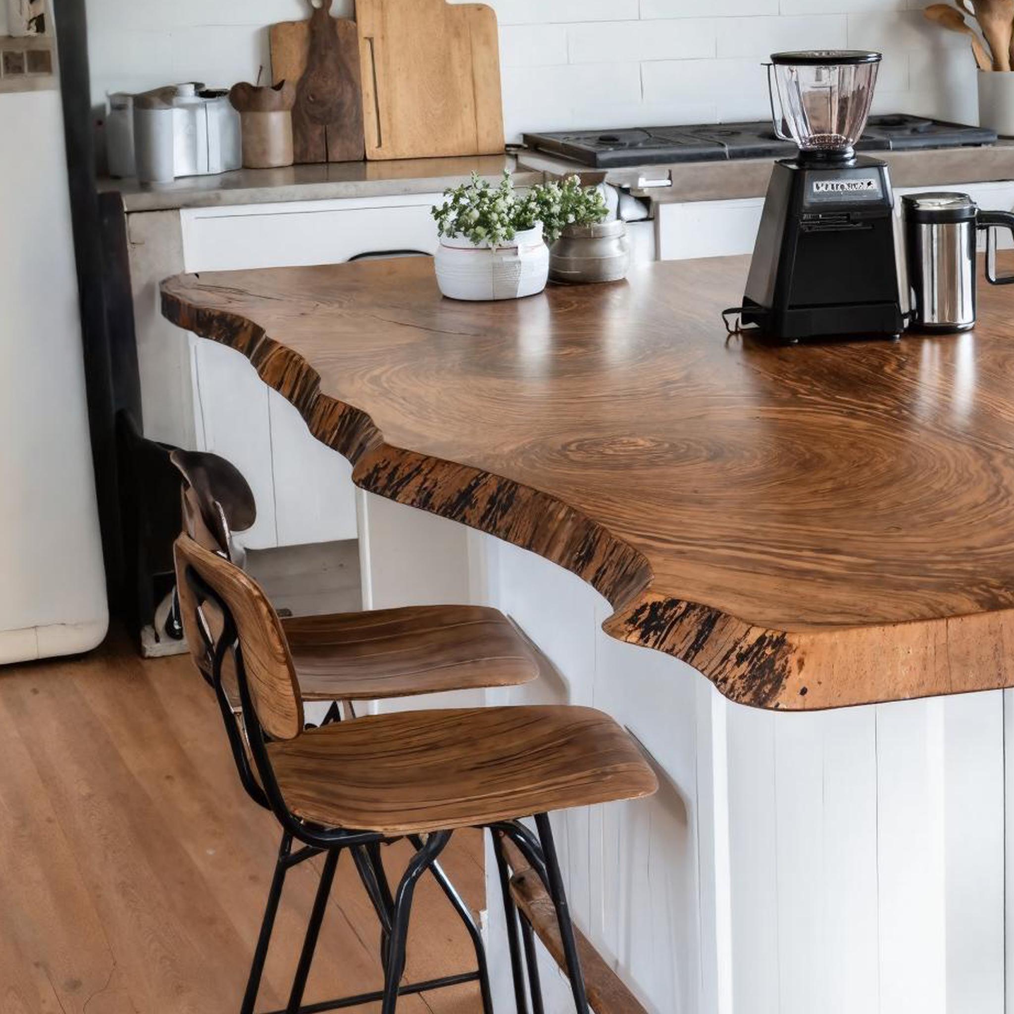 Reclaimed Wooden Kitchen Countertop Farmhouse Live Edge Kitchen ...