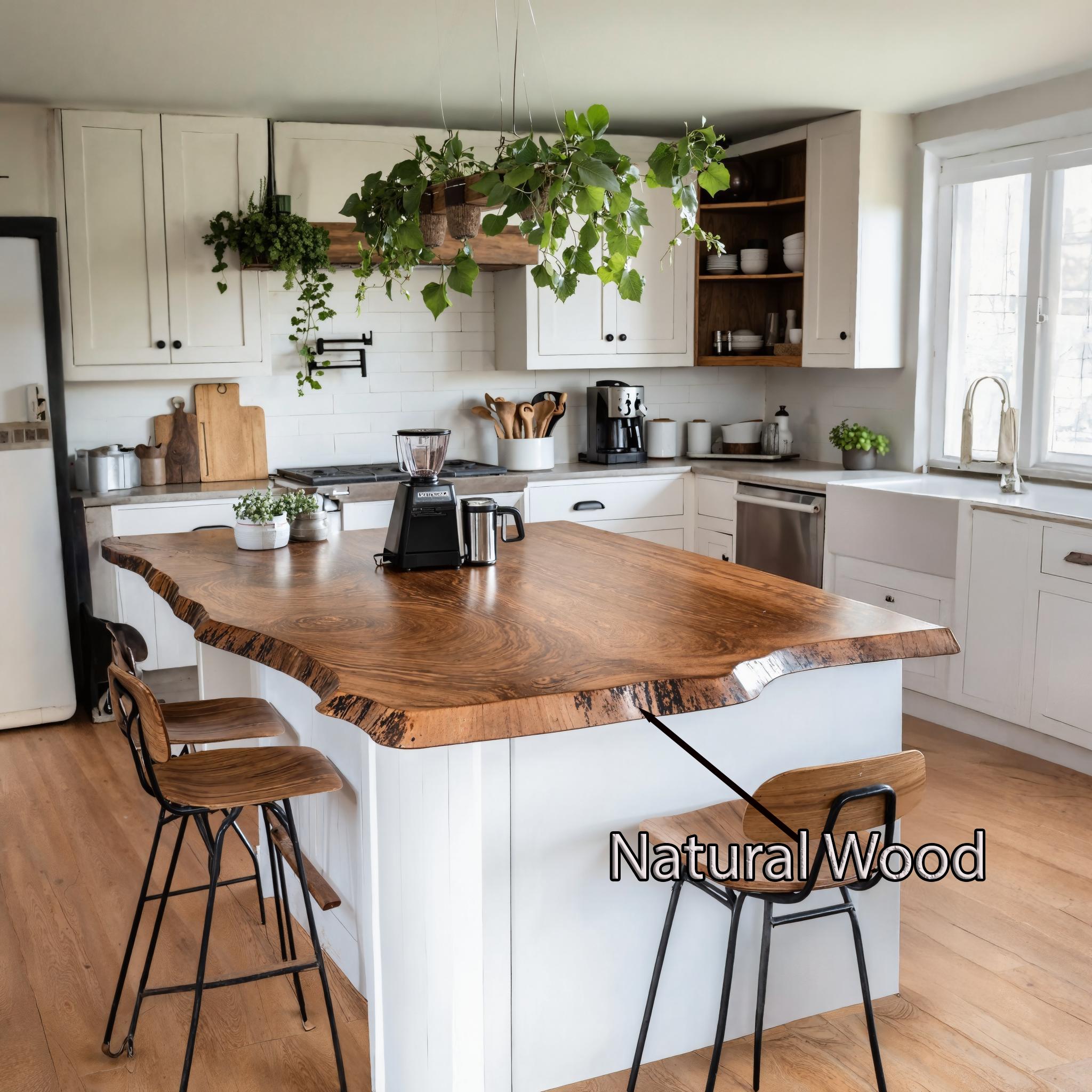 Reclaimed Wooden Kitchen Countertop Farmhouse Live Edge Kitchen ...