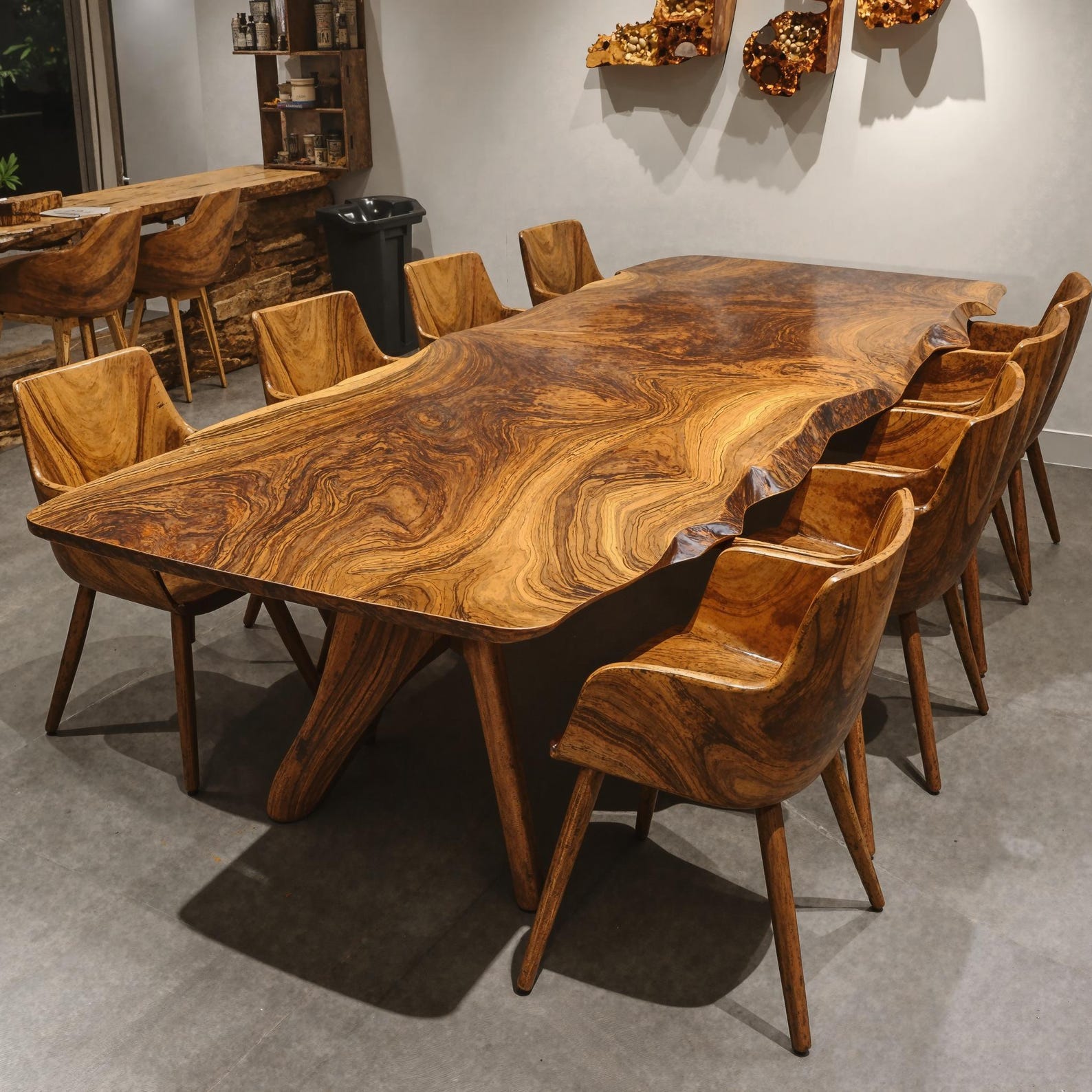 Handcraft Solid Wood Dining Table Live Edge Kitchen Table Modern Wood ...