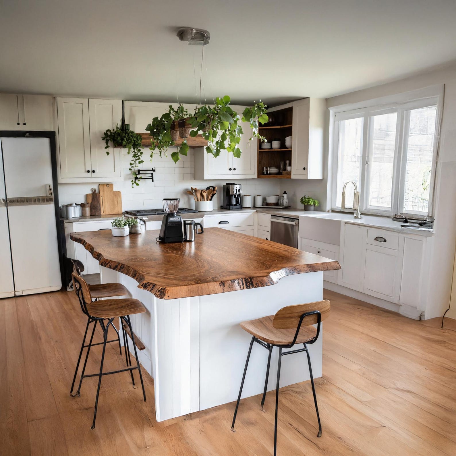 Reclaimed Wooden Kitchen Countertop Farmhouse Live Edge Kitchen ...