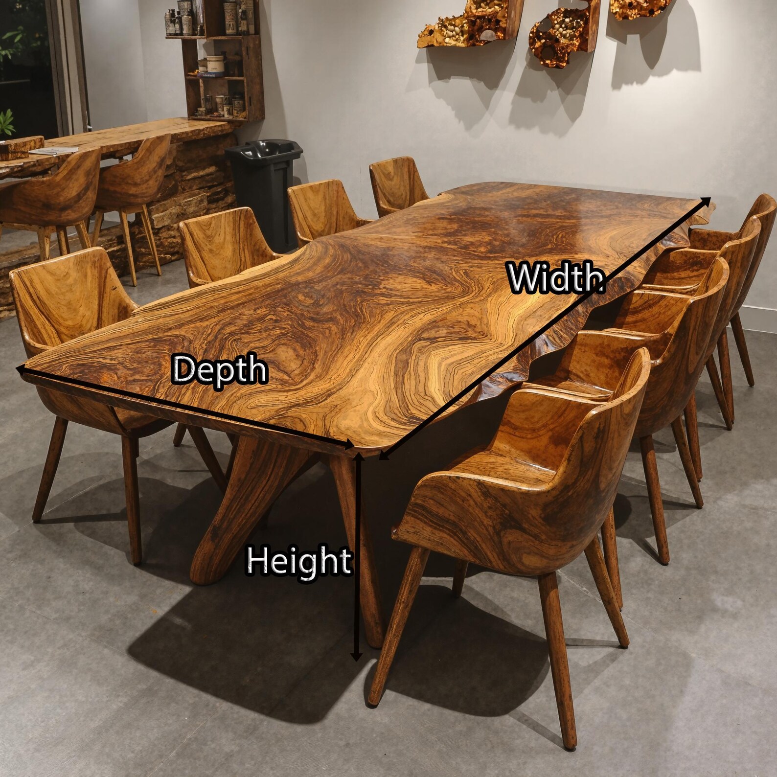 Handcraft Solid Wood Dining Table Live Edge Kitchen Table Modern Wood ...