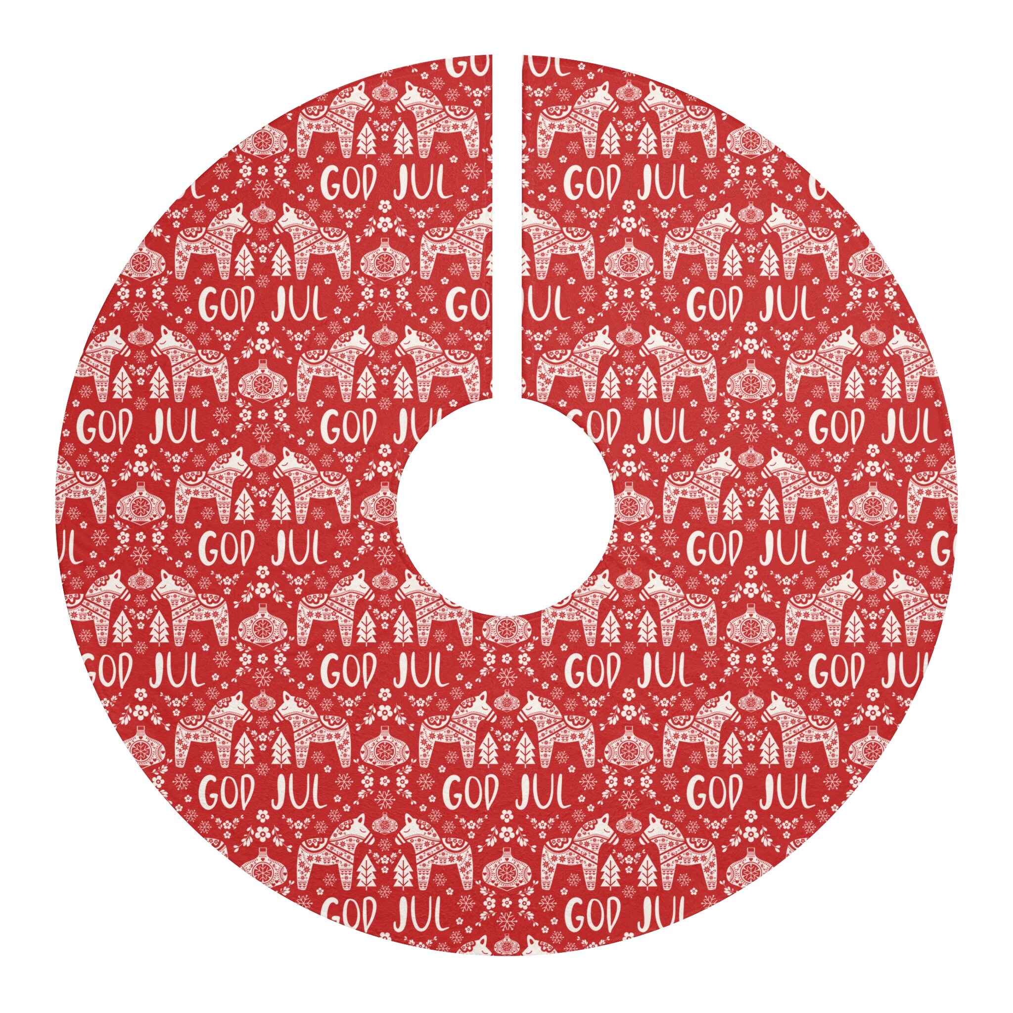 Scandinavian Red God Jul Christmas Tree Skirt Scandinavian - Etsy