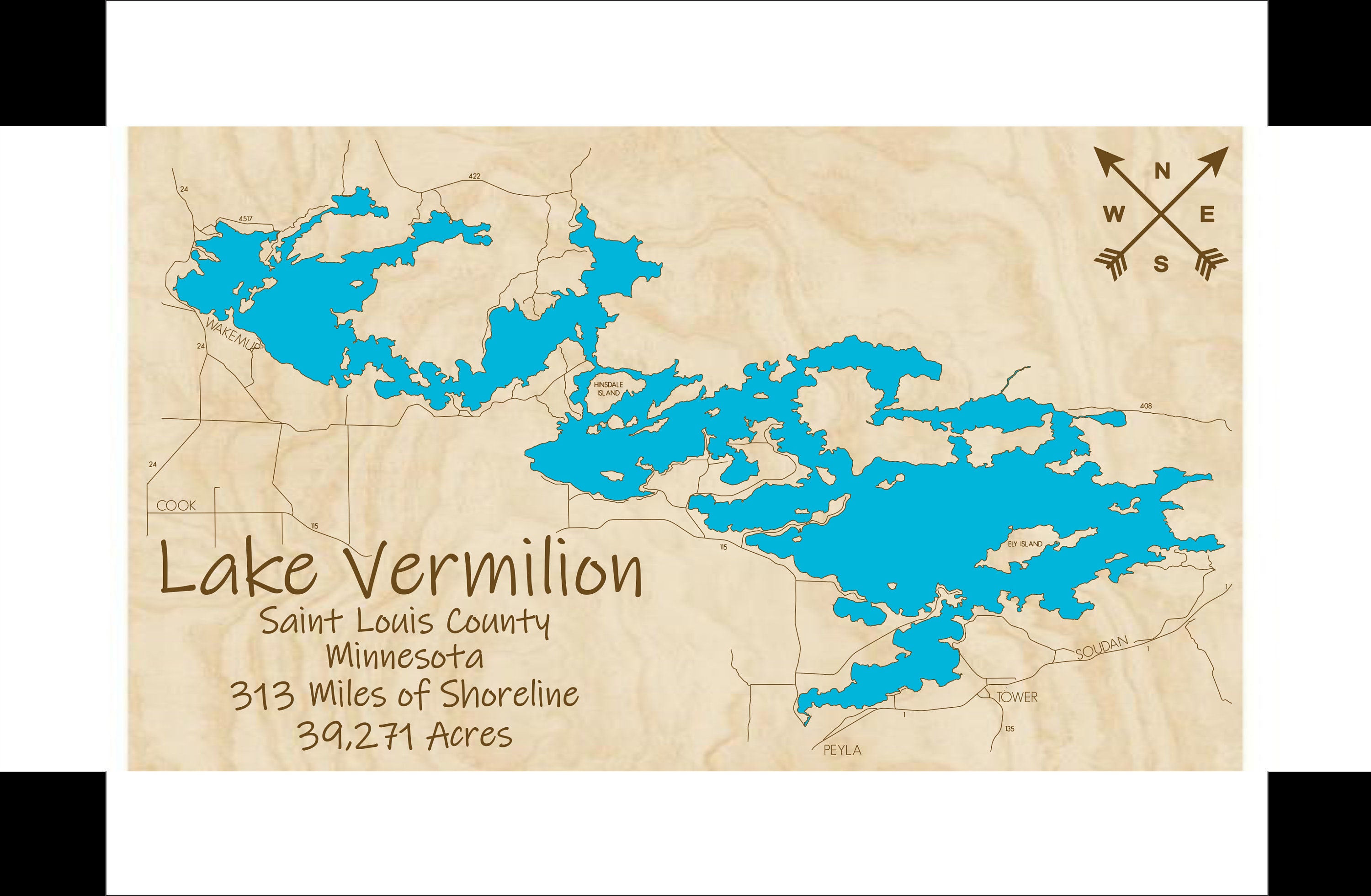 Lake Vermilion MN Wood Map Multi-layered and Large Sized | Etsy