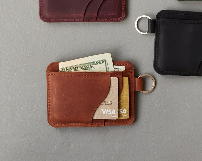 Wallet Keychain Wristlet Cute Card Wallet Credit Card Holder ID Case ...