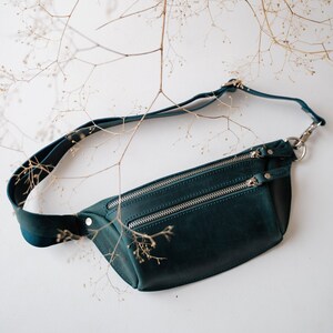 Leather fanny pack green fanny pack belt bag hip bag black | Etsy