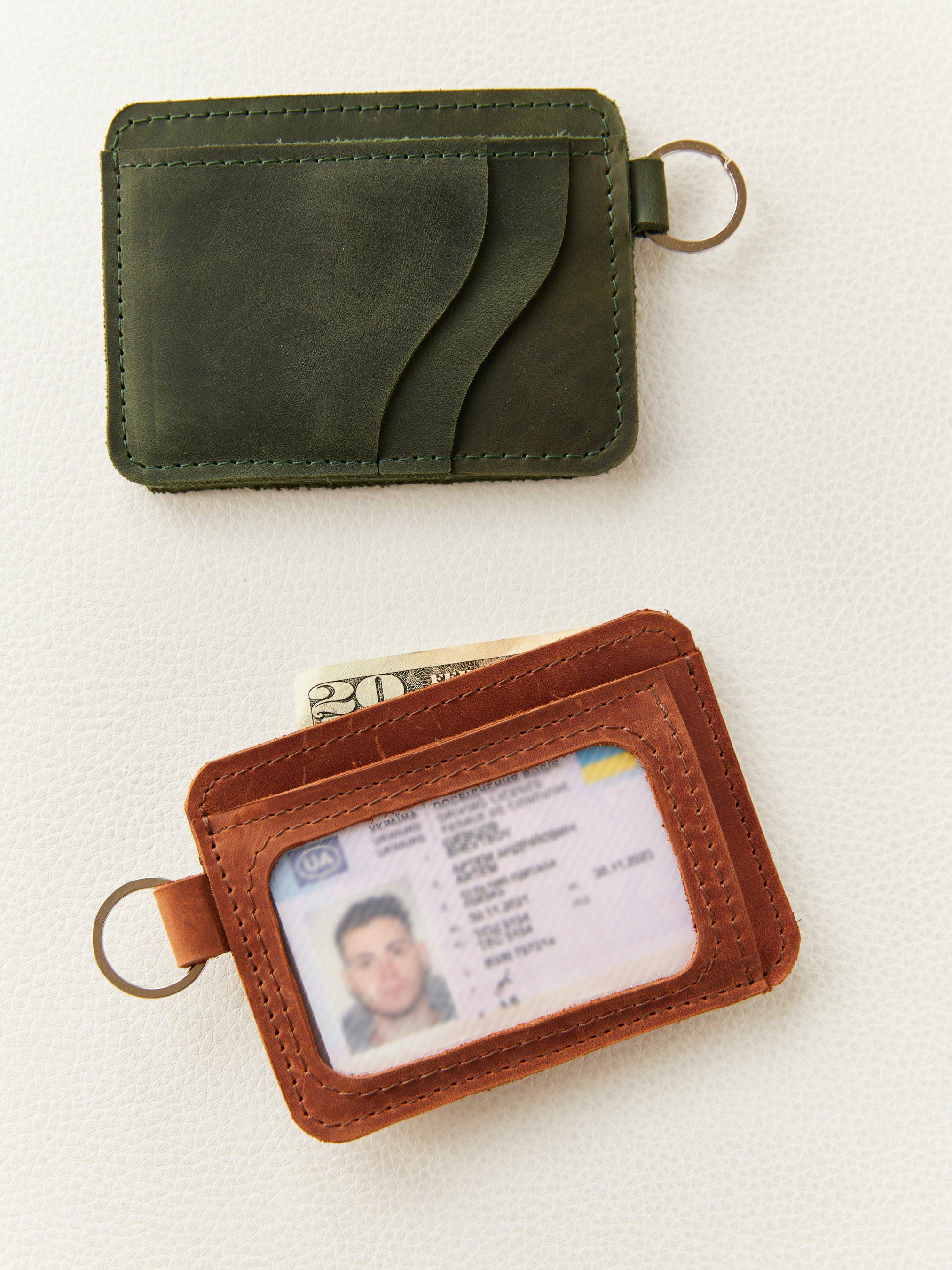 Keychain Wallet Leather Keychain Card Holder Personalized Keyring ...