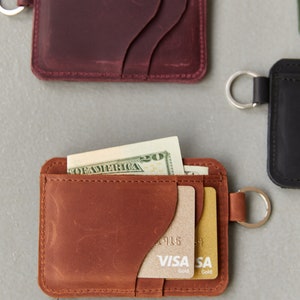 Keychain Wallet, Leather Keychain Card Holder, Personalised Keyring ...