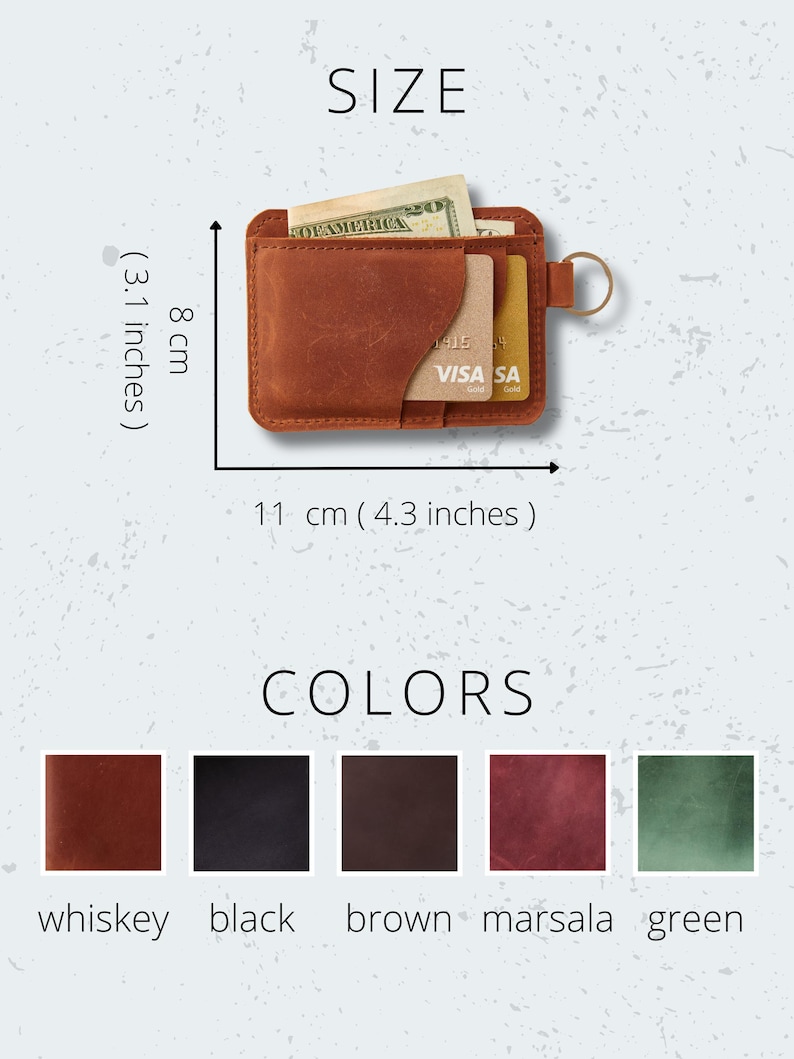 Keychain Wallet, Leather Keychain Card Holder, Personalised Keyring ...