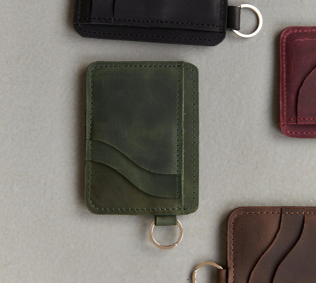 Keychain Wallet, Leather Keychain Card Holder, Personalised Keyring ...