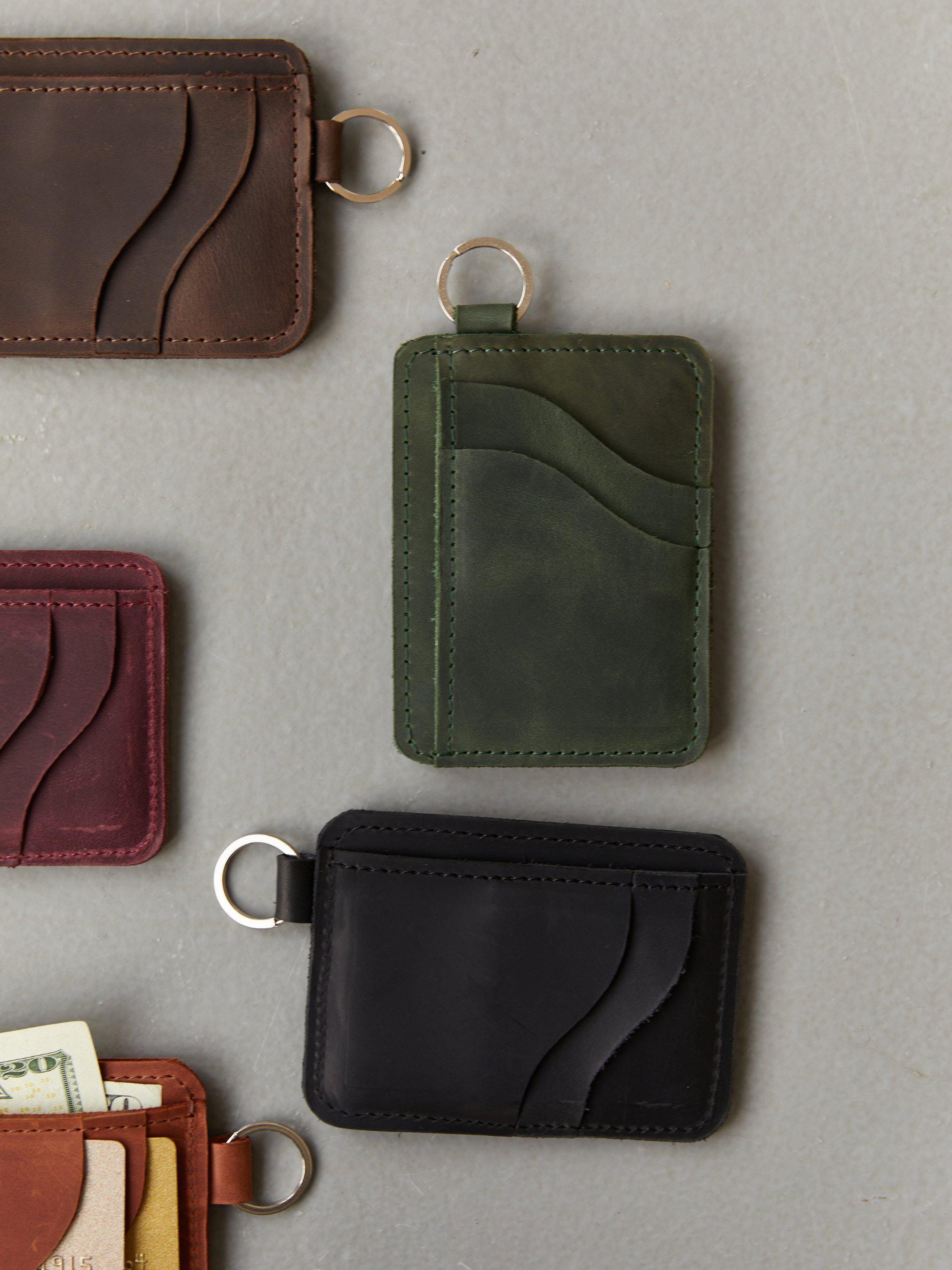 Personalized Leather Keychain Wallet – Custom Engraved Card Holder ...