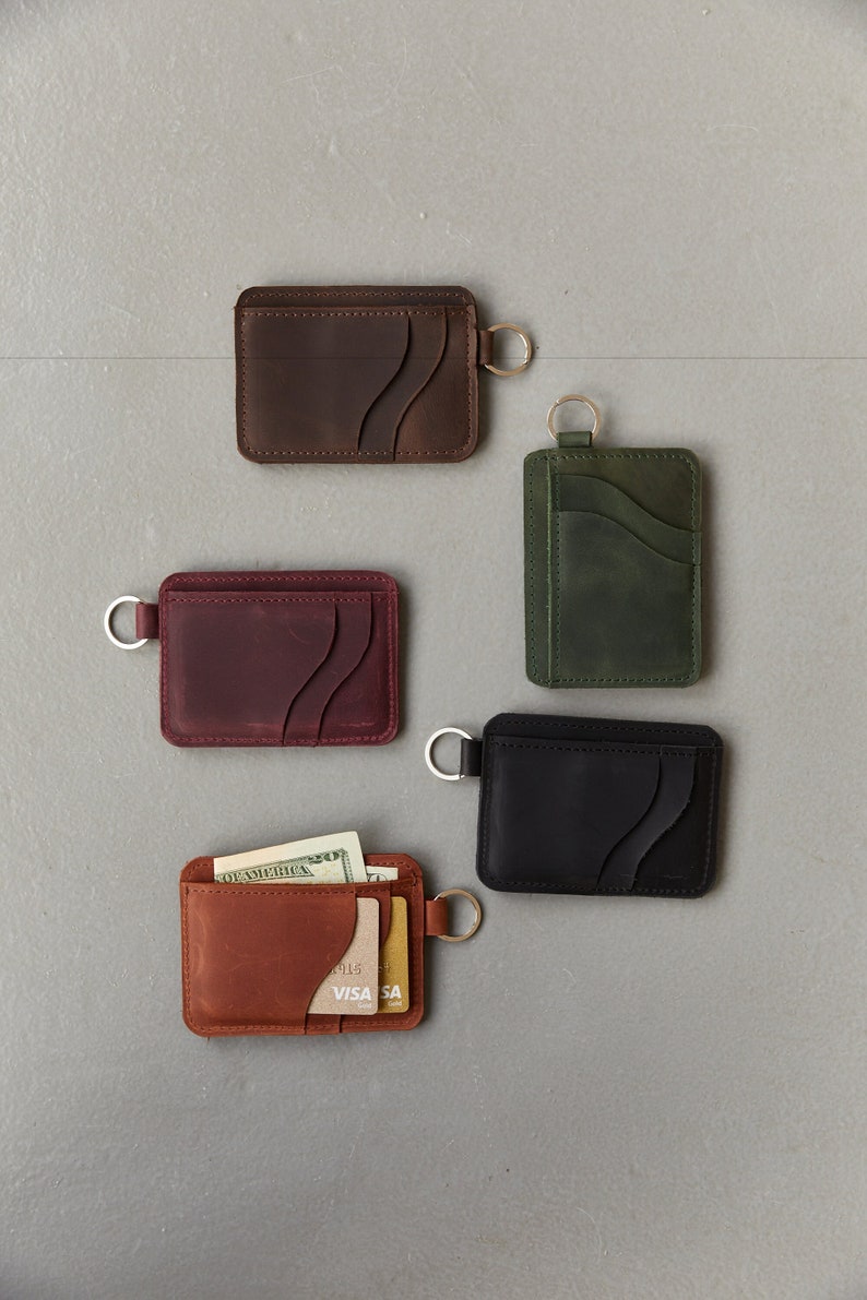 Keychain Wallet, Leather Keychain Card Holder, Personalised Keyring ...