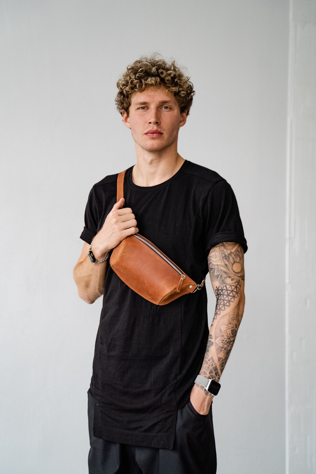 Personalized Leather Fanny Pack for Men, Leather Hip Bag, Leather Belt ...