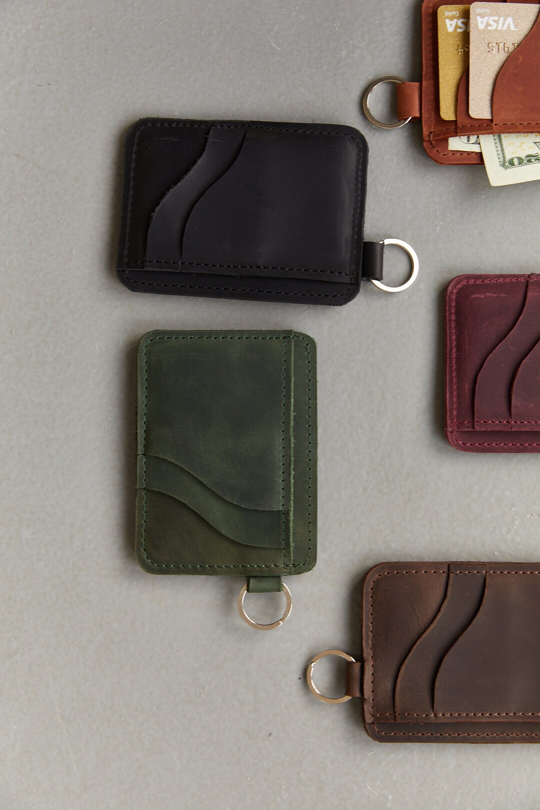 Keychain Wallet, Leather Keychain Card Holder, Personalised Keyring ...