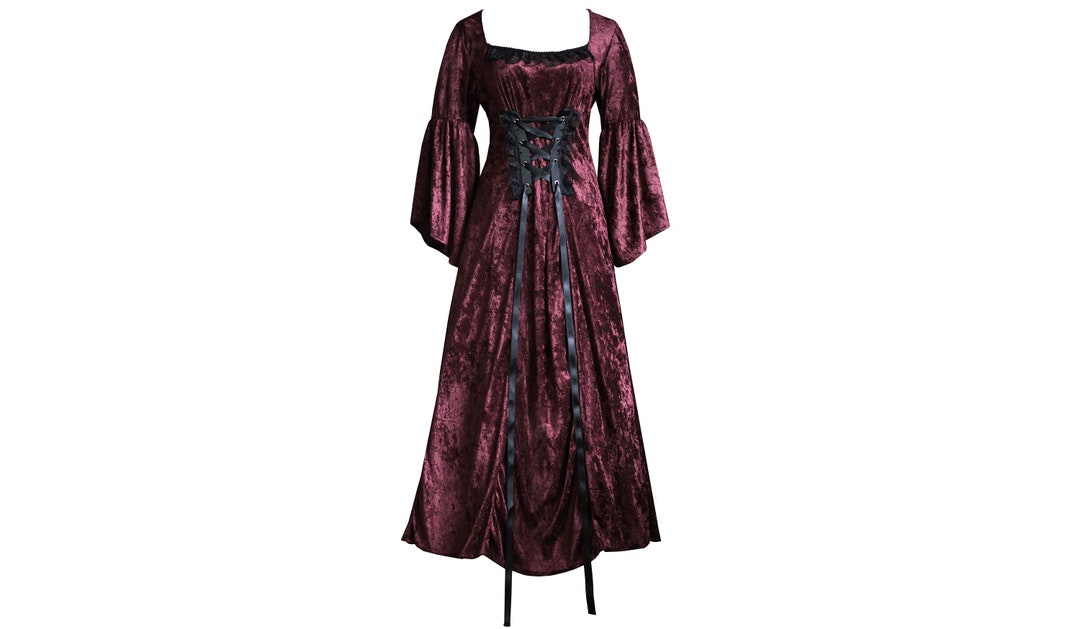 Velvet Dress Victorian Steampunk Gown Gothic Renaissance Medieval ...