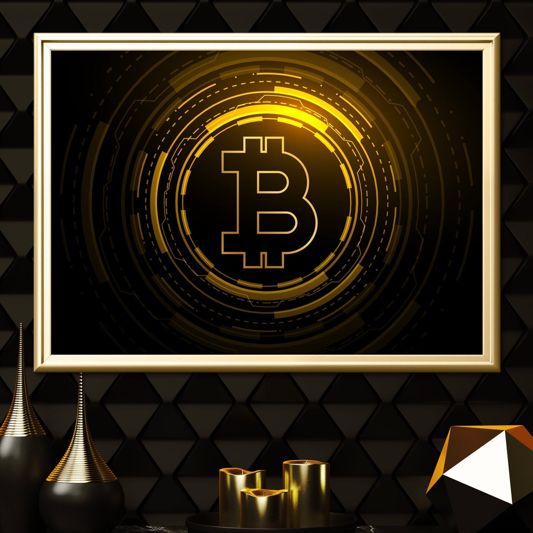Bitcoin Gold Glow Printed Poster BTC Crypto Digital Currency Wall Art ...