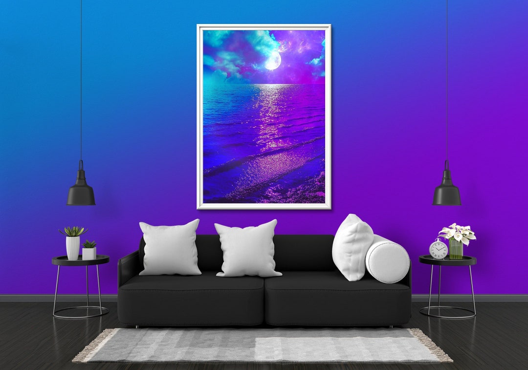 Neon Horizon Photo Print Glow Neon Poster | Sky Landscape Wall Art Gift ...