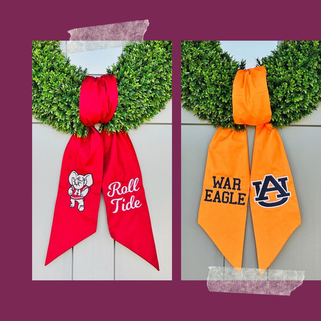 Alabama Wreath Sash, Roll Tide or War Eagle, Alabama Sash, Crimson Sash ...