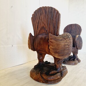 Pair of Solid Wood Carved American Eagle Armchairs - Etsy