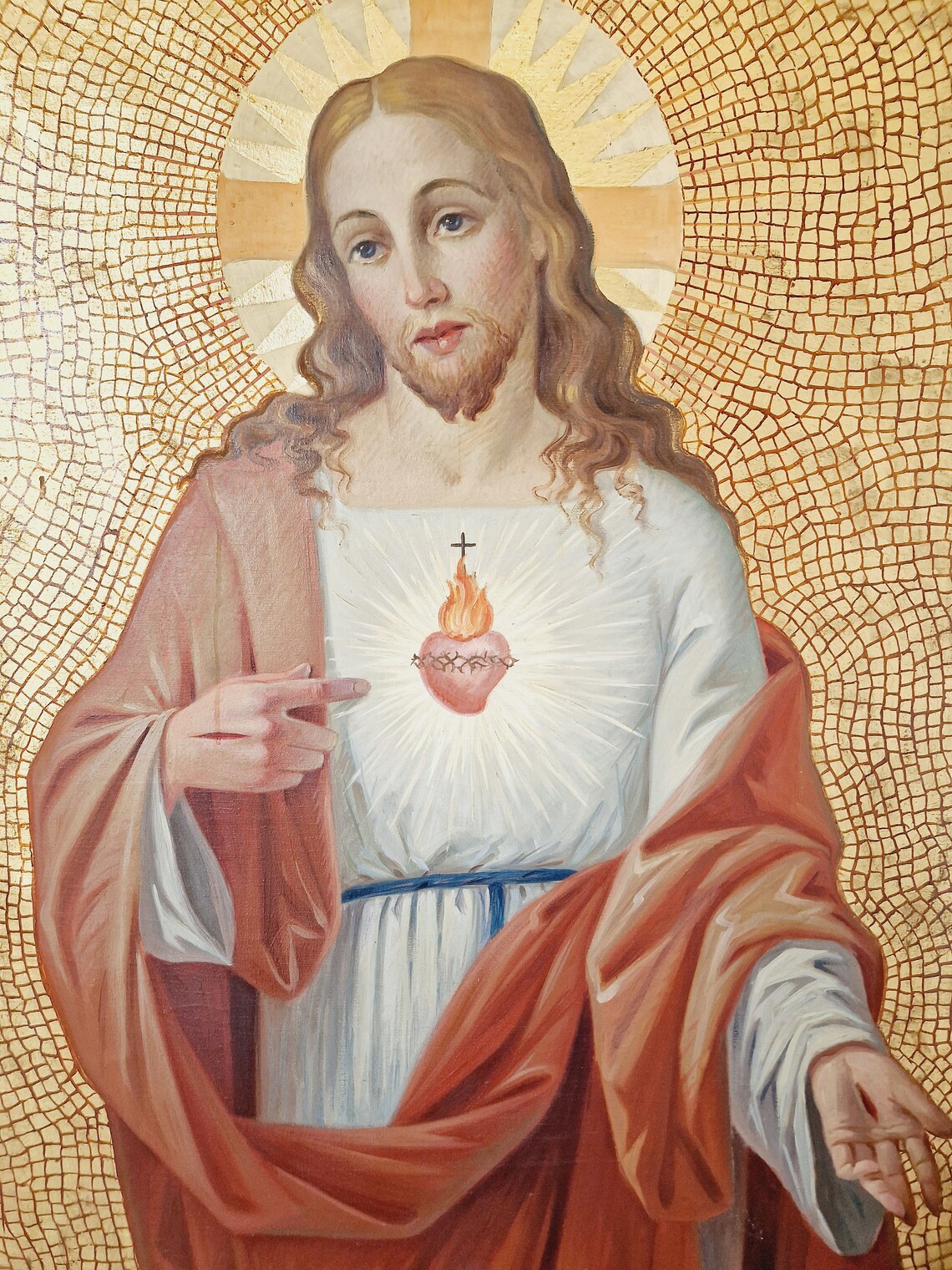 Triptych of Religious Oil Paintings With Gold Background - Etsy