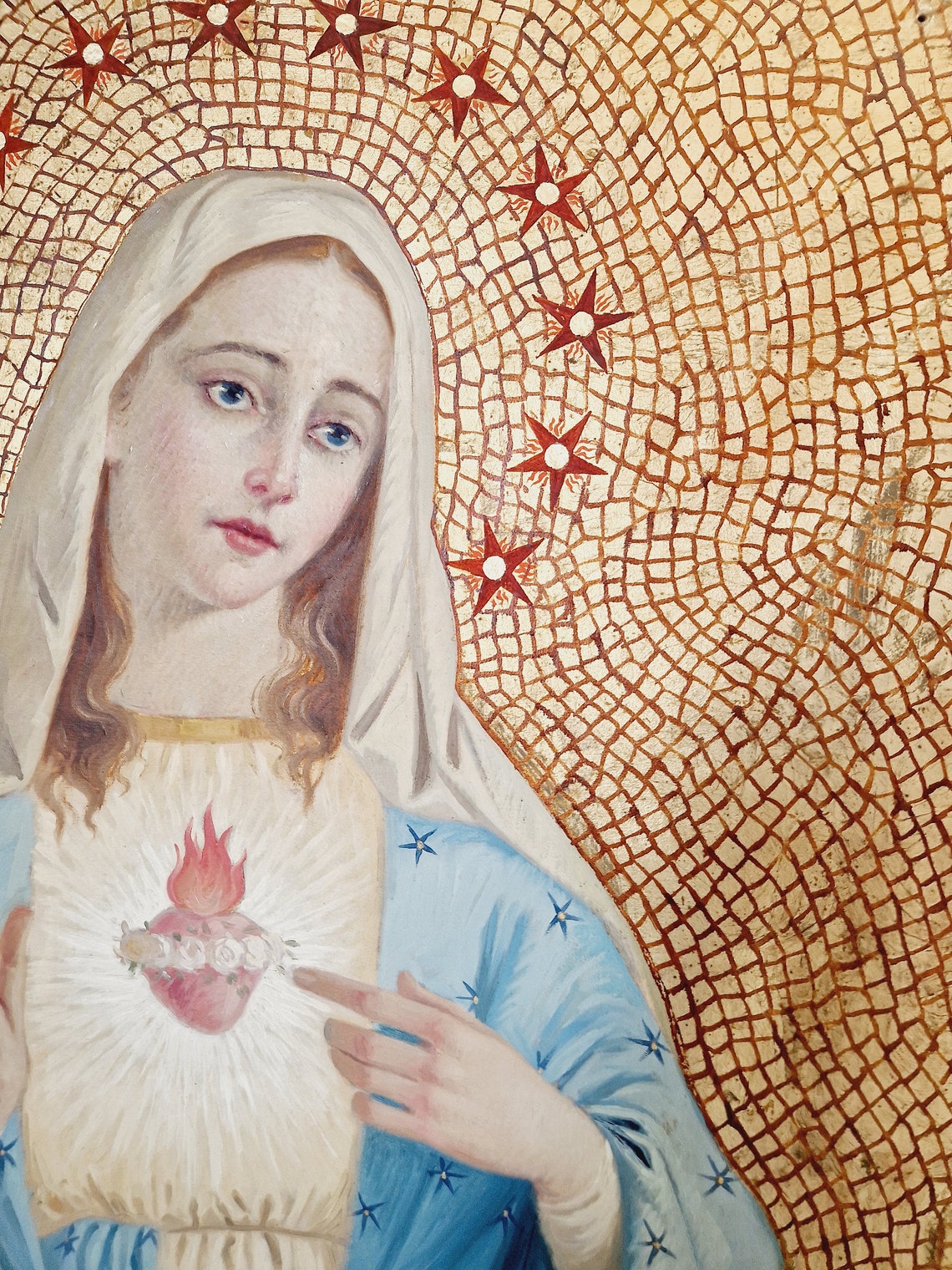 Triptych of Religious Oil Paintings With Gold Background - Etsy