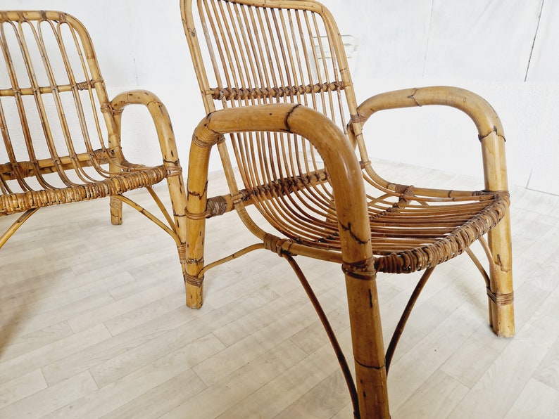 1960s Bamboo Living Room Set X4 Chairs and Table - Etsy
