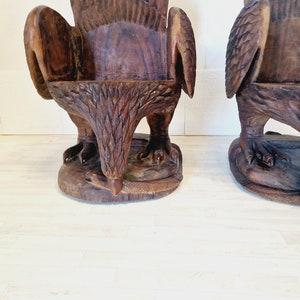 Pair of Solid Wood Carved American Eagle Armchairs - Etsy