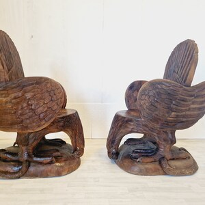 Pair of Solid Wood Carved American Eagle Armchairs - Etsy