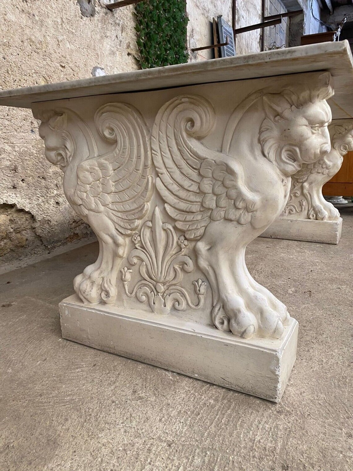 Large French Marble Table Carved Mythical Creatures to Base - Etsy