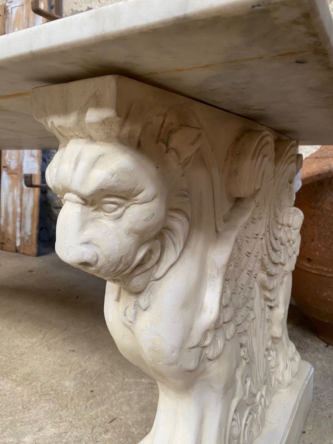 Large French Marble Table Carved Mythical Creatures to Base - Etsy